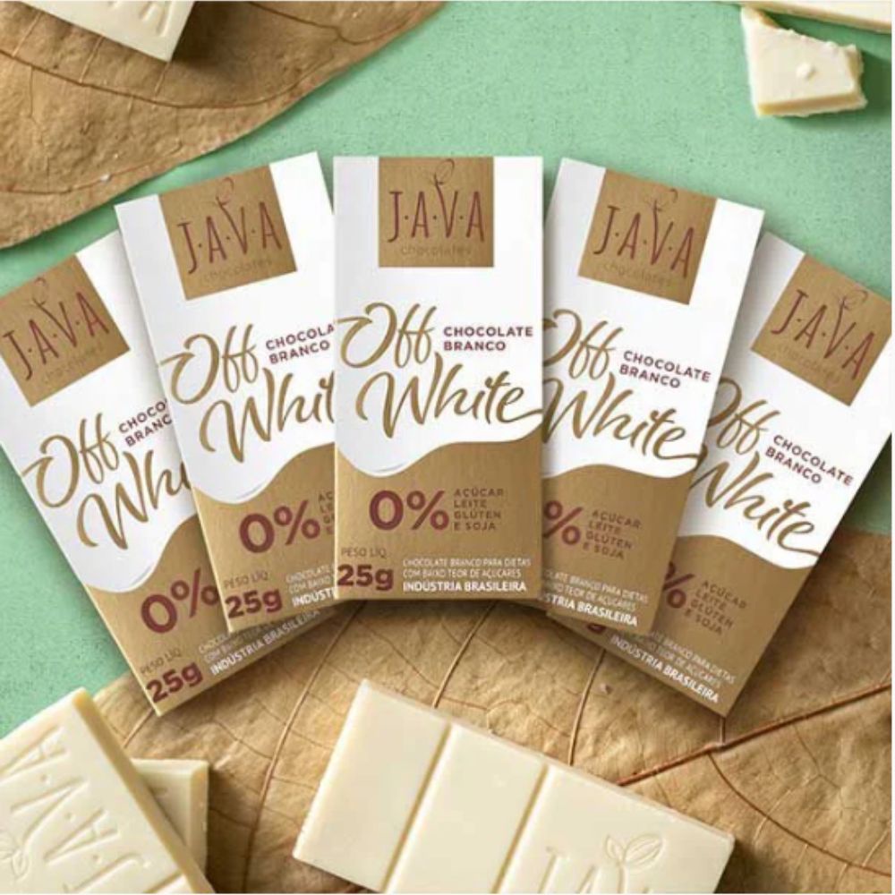 Chocolate Java - Chocolate Branco Vegano Zero Açúcar - 25g | Shopee Brasil