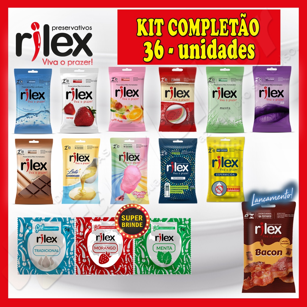 Kit Camisinha Preservativo Rilex Completão 12 Pacotes 36 Unidades Escorrega O Preço