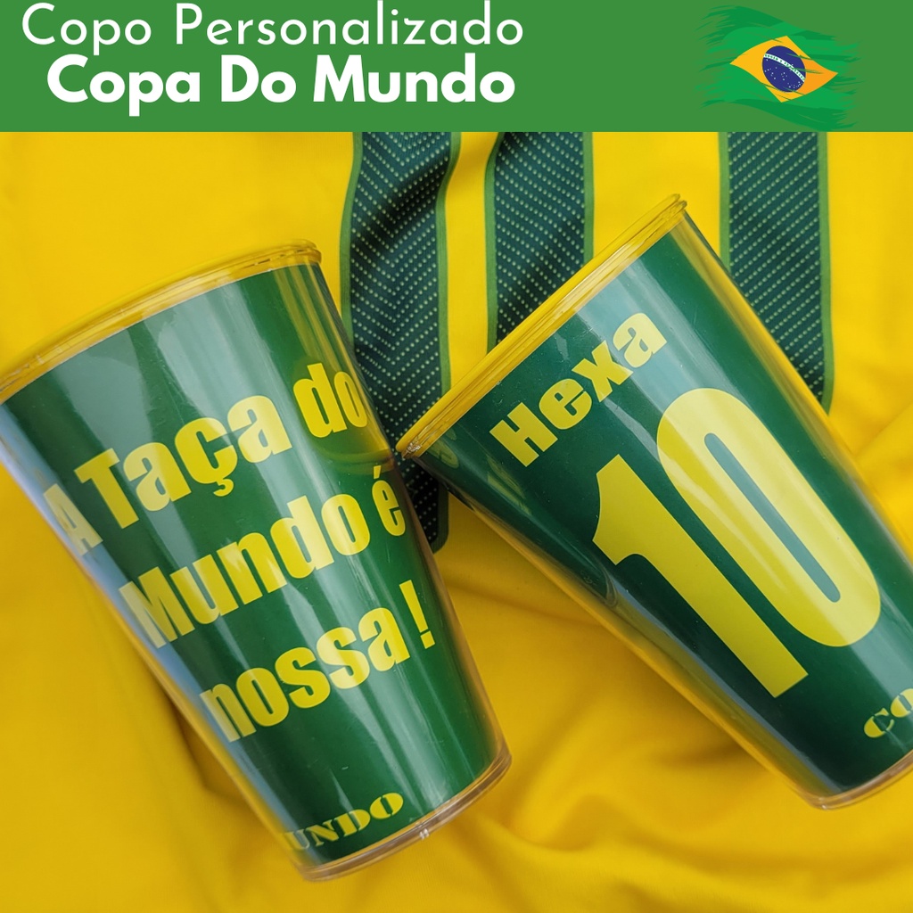 Copo Duplo Da Copa do Mundo Verde Personalizado 350ml Copo do Brasil ...