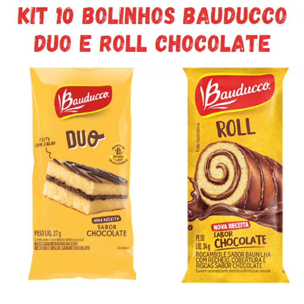 kIT 10 Bolinhos Bauducco Duo E Roll Rocambole Minibolo Chocolate ...