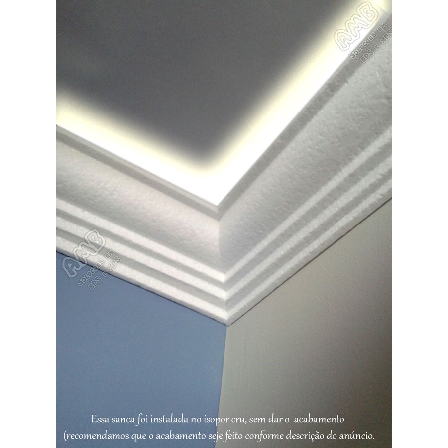 3 metros Sanca 11cm de EPS isopor p/ fita led isopor p/ forro PVC ...