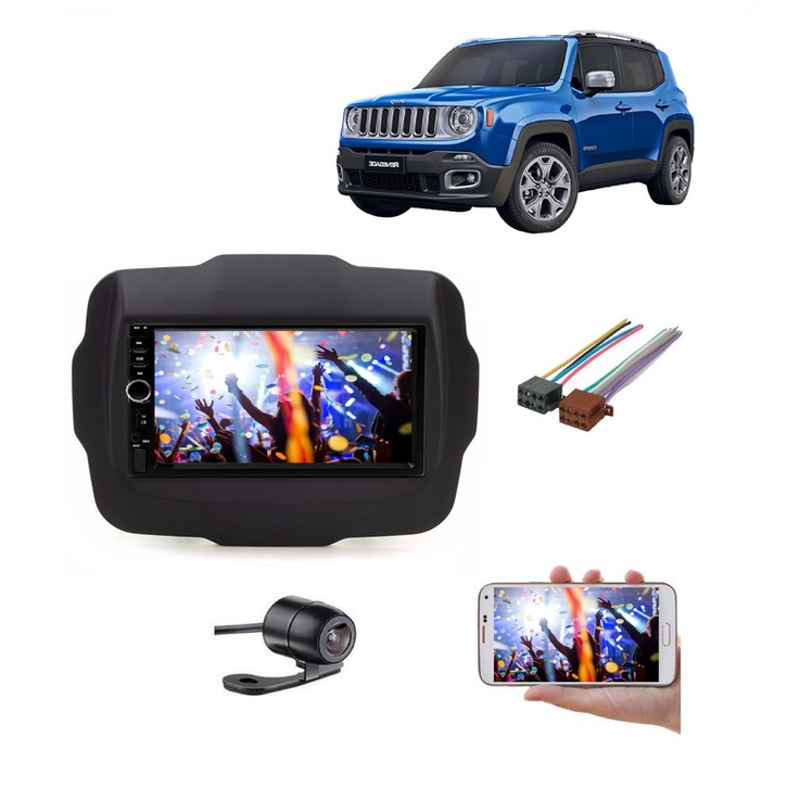 Mp5 Central Multimidia Moldura 2 Din Jeep Renegade 2015 2016 2017 2018 2019 + Camera | Shopee Brasil
