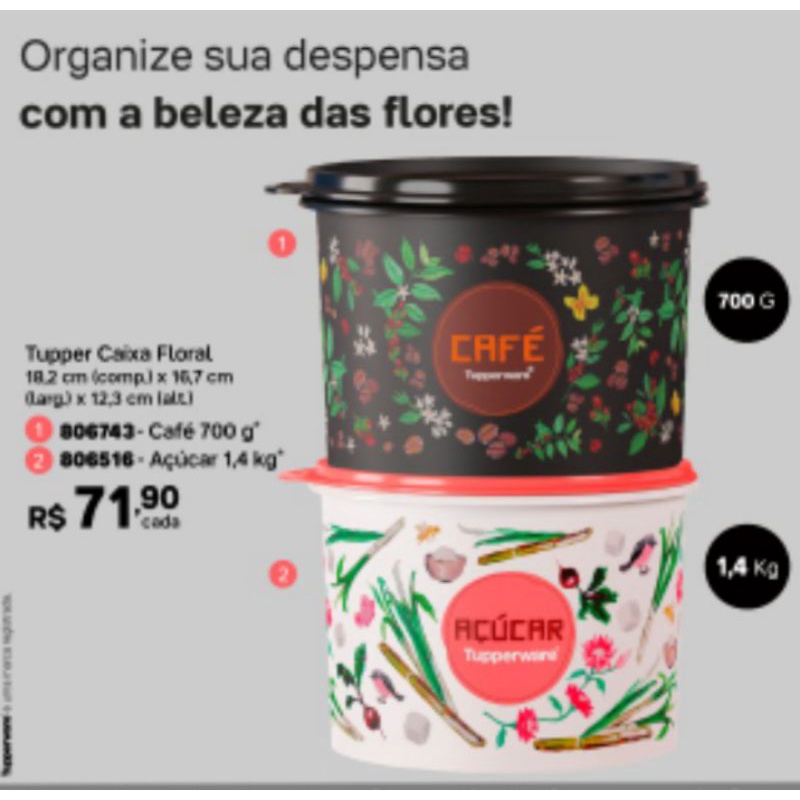kit c/ 2 potes Tupperware (café 700grs, açúcar 1.4kg) | Shopee Brasil