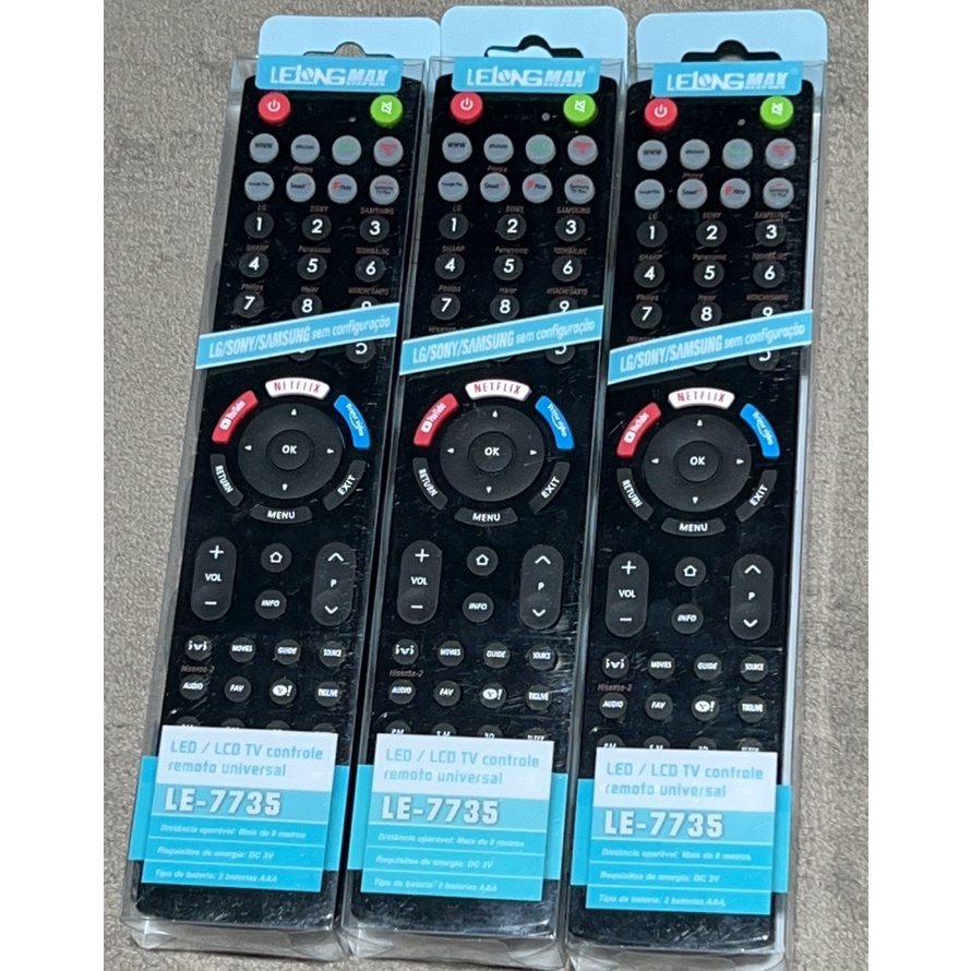 CONTROLE REMOTO UNIVERSAL TODAS SMART TV LED NETFLIX YOUTUBE / LE-7735 ...