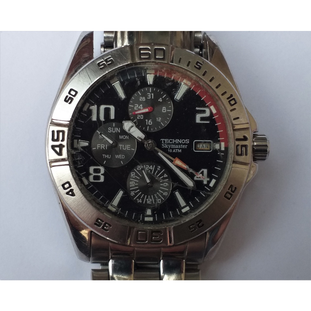 AN1150= RELOGIO TECHNOS SKYMASTER COM DEFEITO DETALHES ABAIXO | Shopee Brasil
