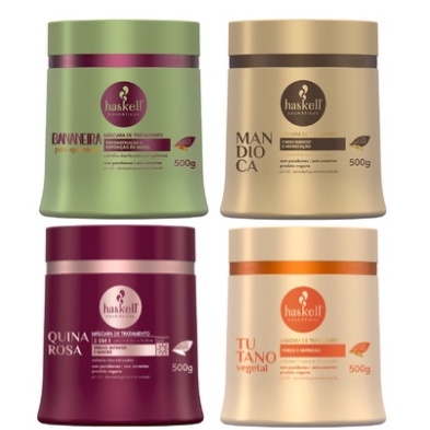 Kit Cronograma Haskell Bananeira Mandioca Quina Rosa e Tutano 500g | Shopee Brasil