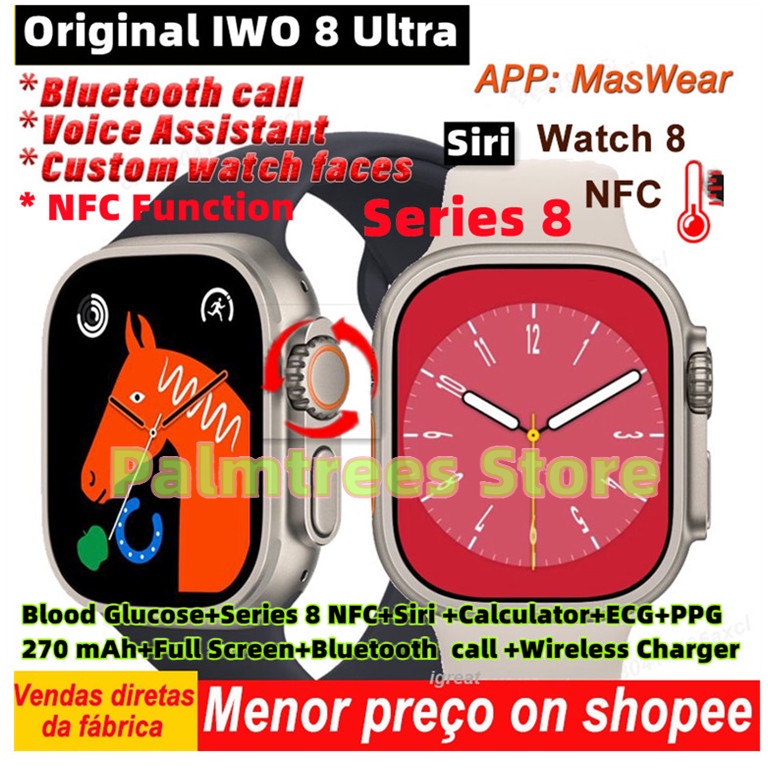 Relógio Original Iwo 8 Ultra Smart Watch 49mm Series 8 Função Nfc De ...