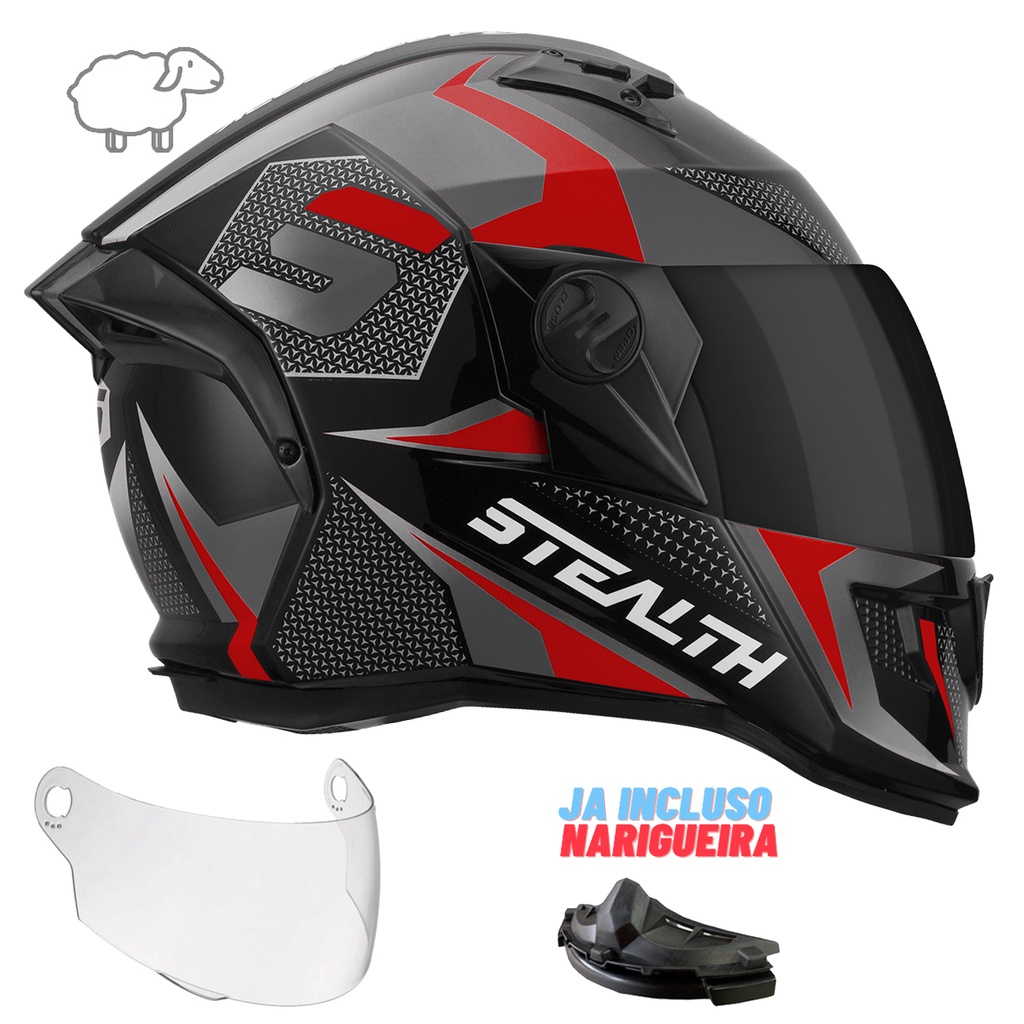 Capacete Fechado Moto Stealth Mais Viseira Fume Pro Tork Feminino ...