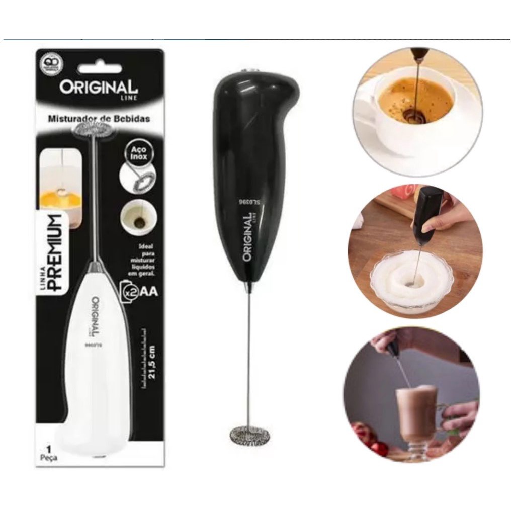 Mini Mixer Elétrico Inox Misturador Shake Bebidas original branco e ...