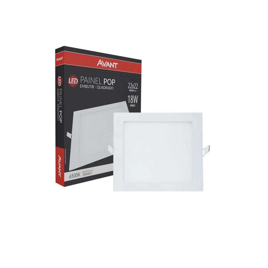 Plafon Painel Pop Led Embutir Avant Quadrado 18w Branco 6500k Cor ...