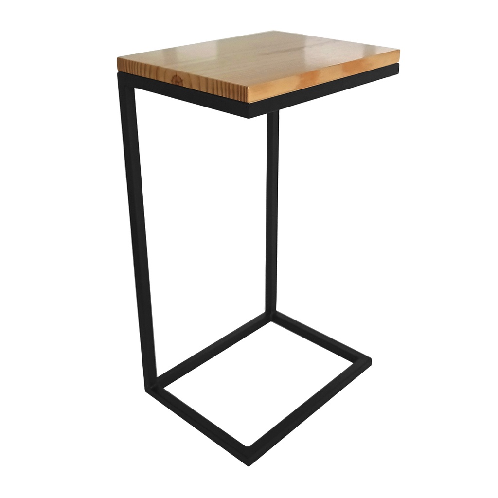 Mesa de Apoio Sofá Lateral Para Notebook/Café Aço Black Tampo Pinus ...