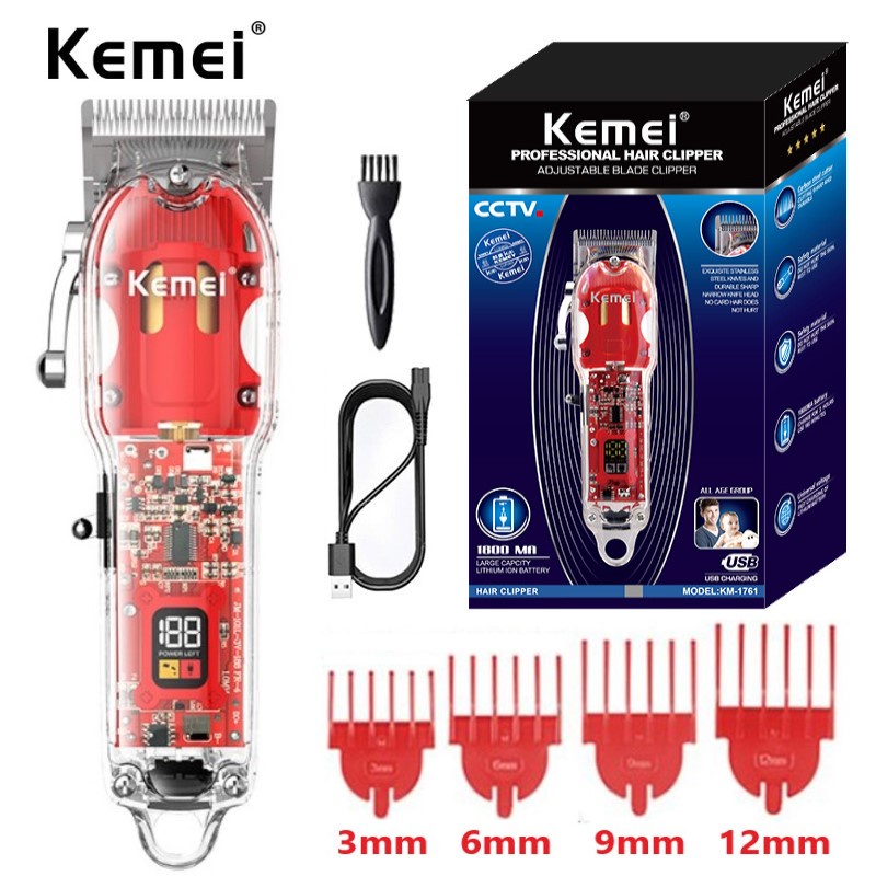 kemei 1761 Cortador De Cabelo Profissional Sem Fio Para Homens Aparador De Lítio Recarga De ...