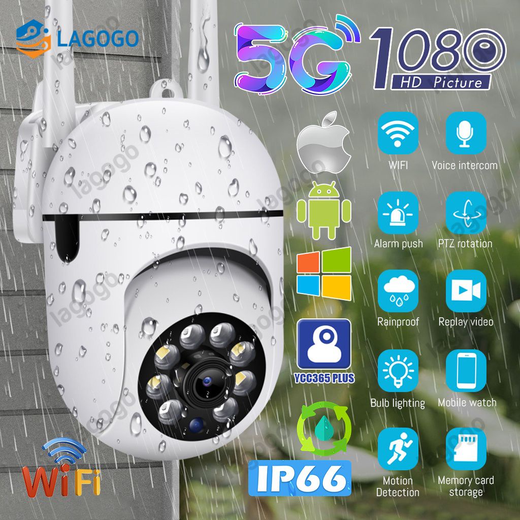 ptz Dome camera lâmpada 360 wifi externa visão noturna 5MP Alexa ...