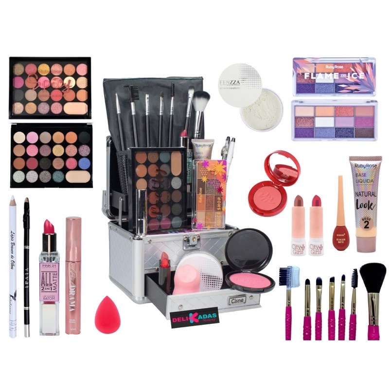 Kit De Maquiagem Completa Ruby Rose Face Beautiful - Escorrega o Preço