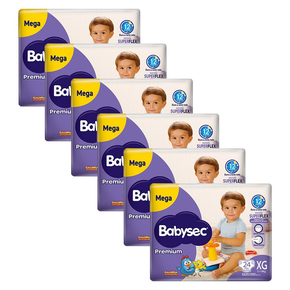 Kit 6 Fraldas Babysec Galinha Pintadinha Premium Tamanho XG 24 unidades ...