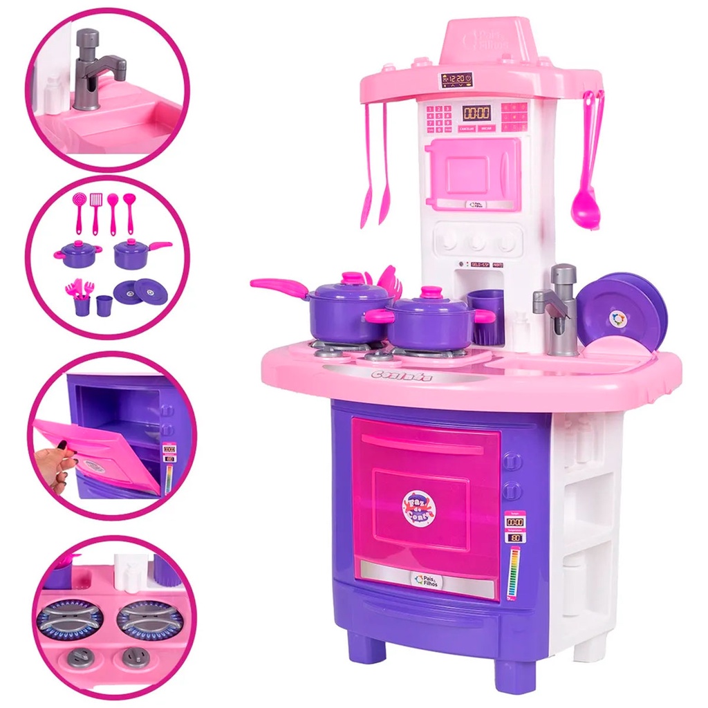 Kit Cozinha De Brinquedo Infantil Completa Solta Água E Som - Escorrega ...