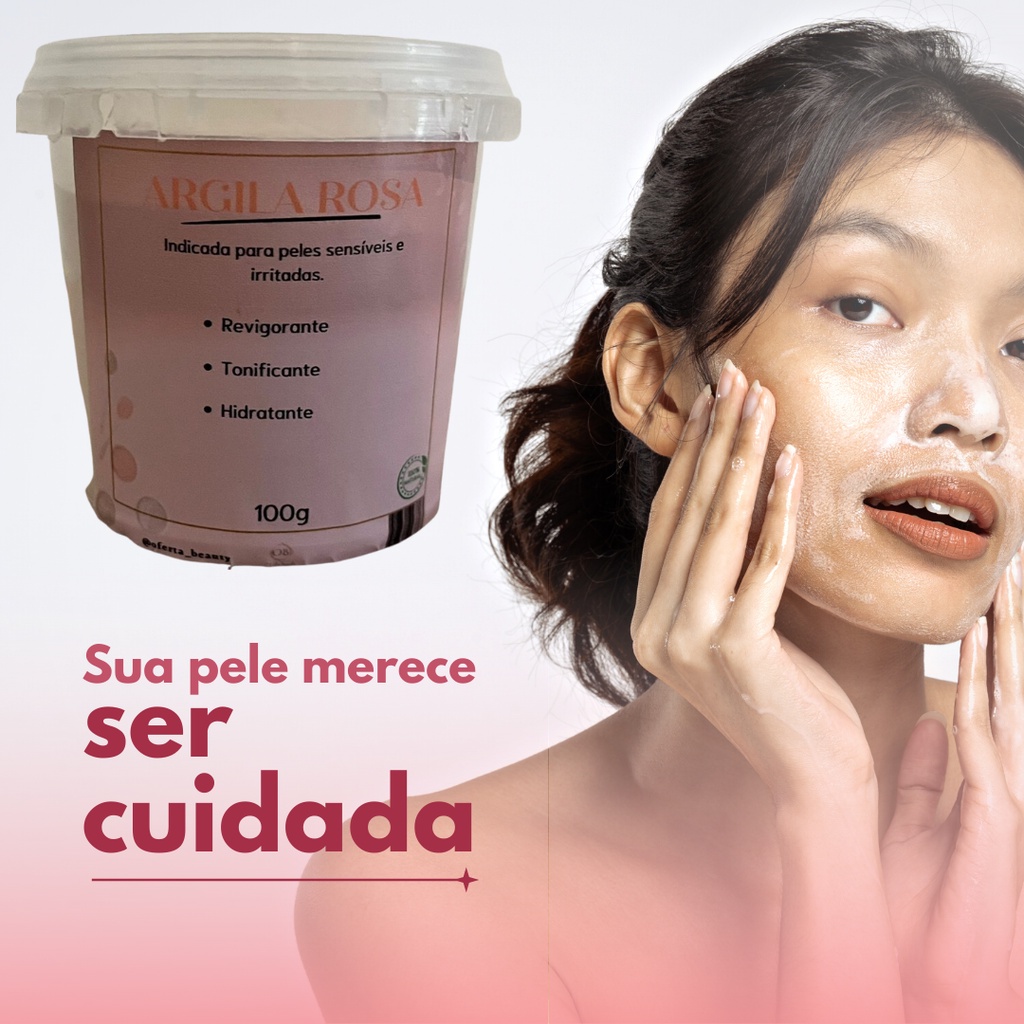 Argila Beauty Skincare Rosa, Pote 100g / 100% Pura, Orgânica e Natural ...
