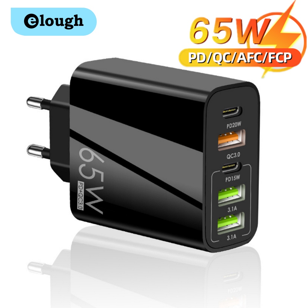 Elough PD + 3USB 65W Carregador De Celular De Carregamento Rápido 5 ...
