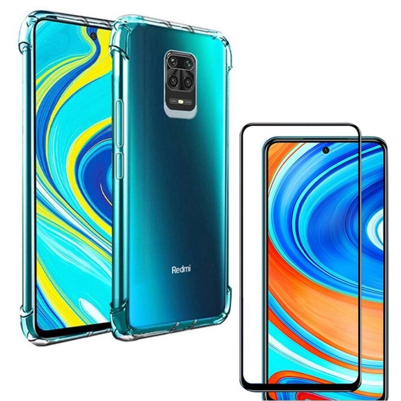 Kit Capinha Xiaomi Note 9s 9 Pro Queda Borda Reforadas Película De