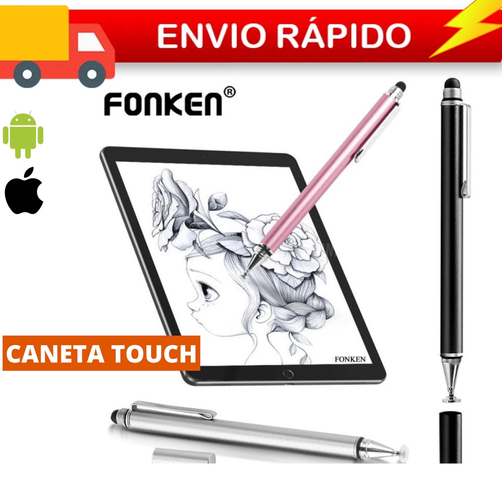 Caneta Touch Screen Ponta Fina Desenho 2 Em 1 Android Apple | Shopee Brasil
