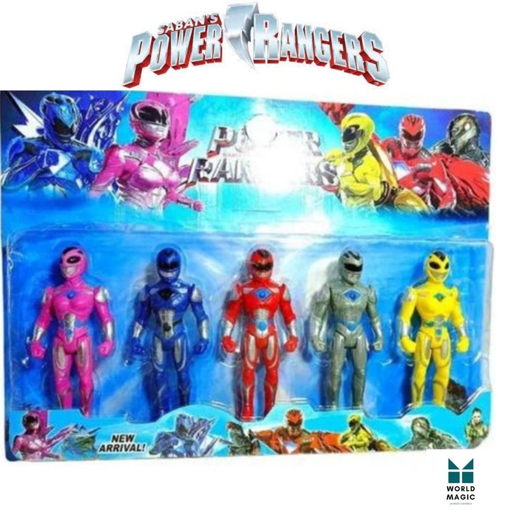 Kit Com 5 Bonecos Power Rangers Articulados Com Luz e 15cm de Altura ...