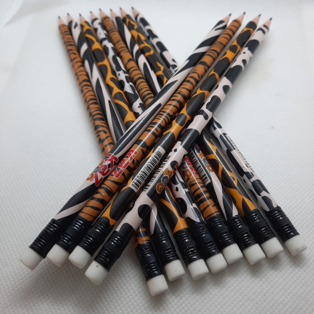 LAPIS PRETO HB C/BORRACHA GIRAFA VAQUINHA ONÇA E ZEBRA KAZ | Shopee Brasil