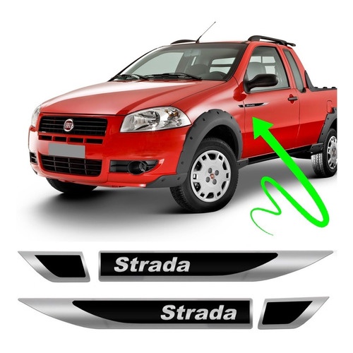 Par Aplique Emblema Lateral Resinado Cromado Fiat Strada | Shopee Brasil