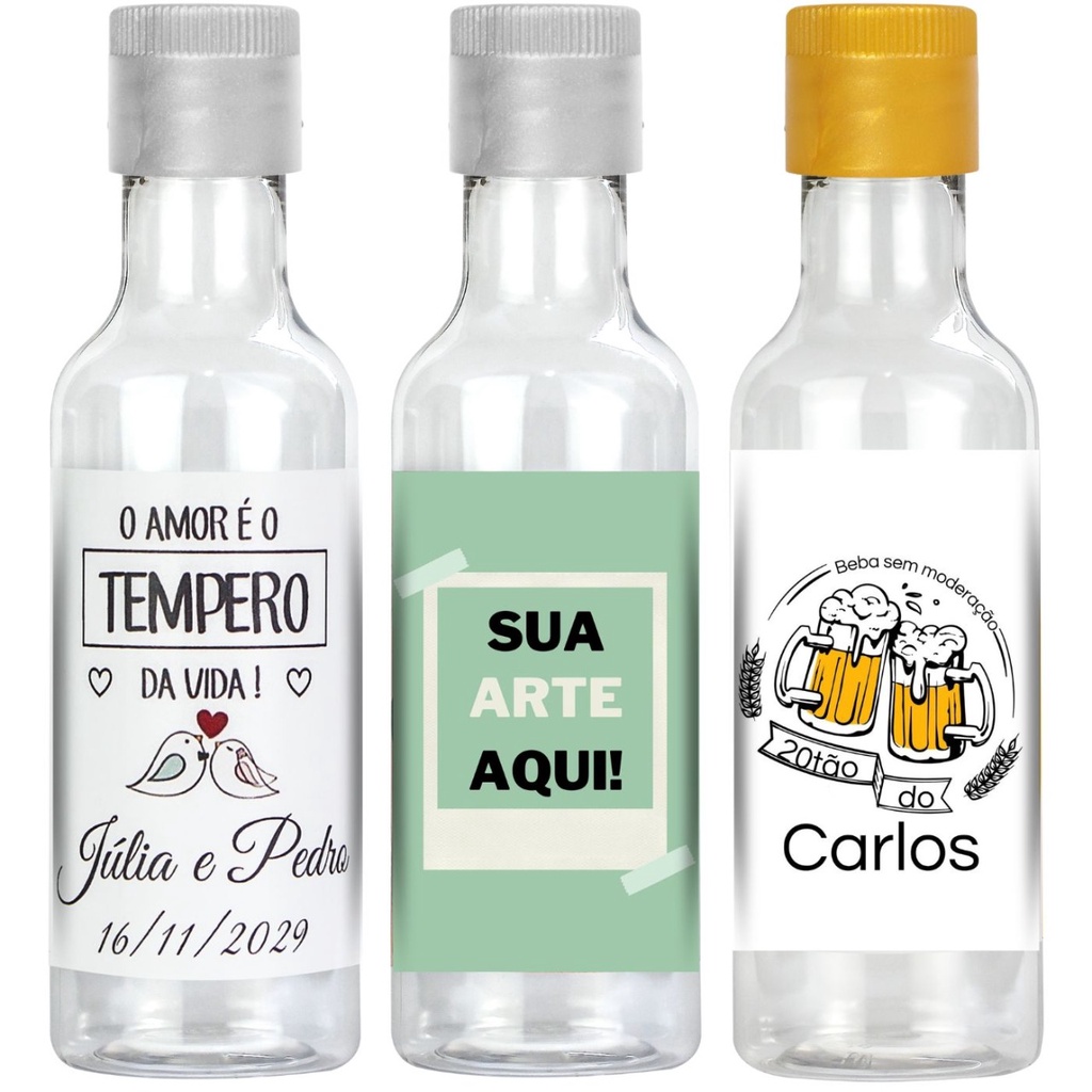 100 Mini Garrafinhas Frasco Personalizadas 50ml Lembrancinhas Festas ...