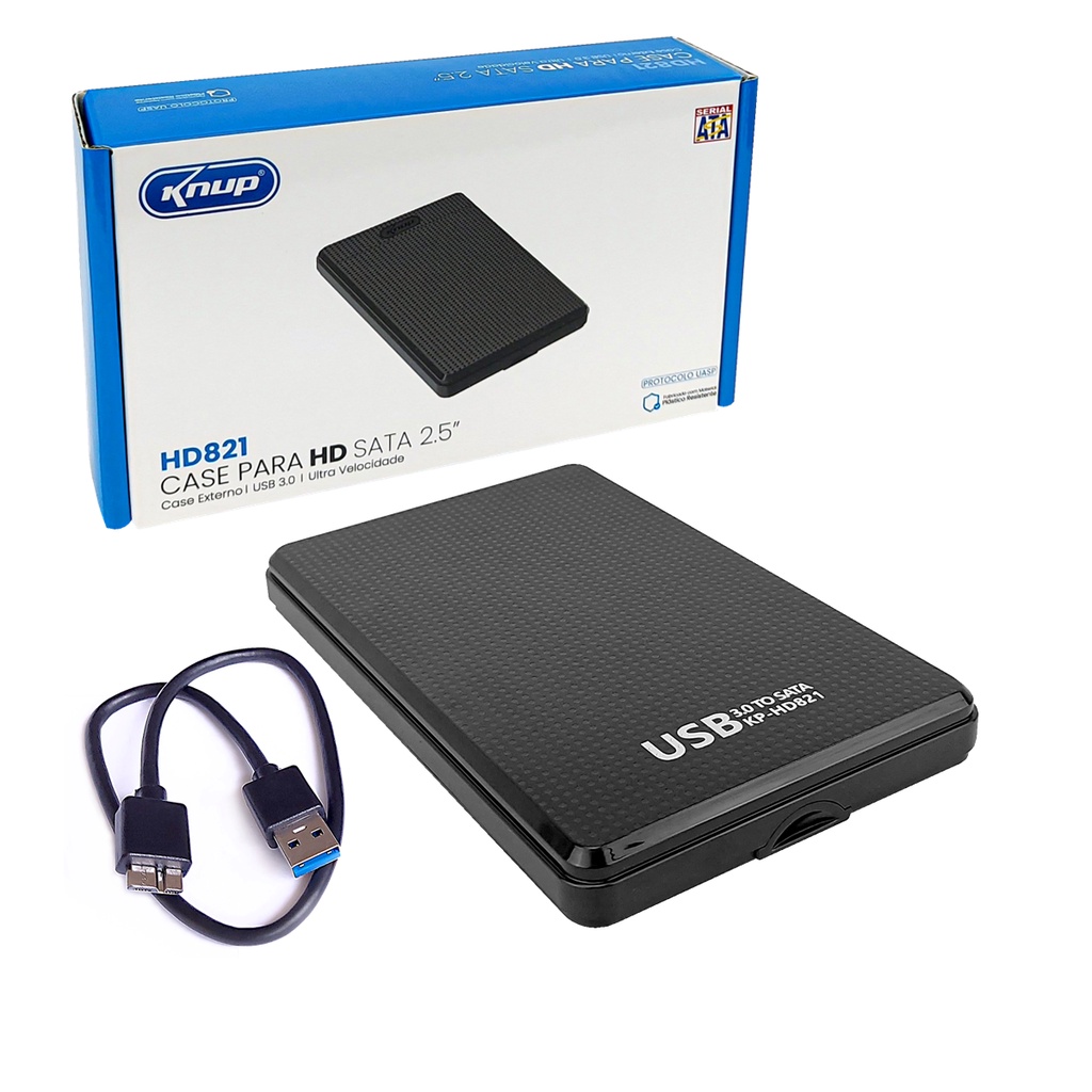 Case HD Notebook ou SSD SATA de 2.5 Polegadas USB 3.0 Externo com LED ...