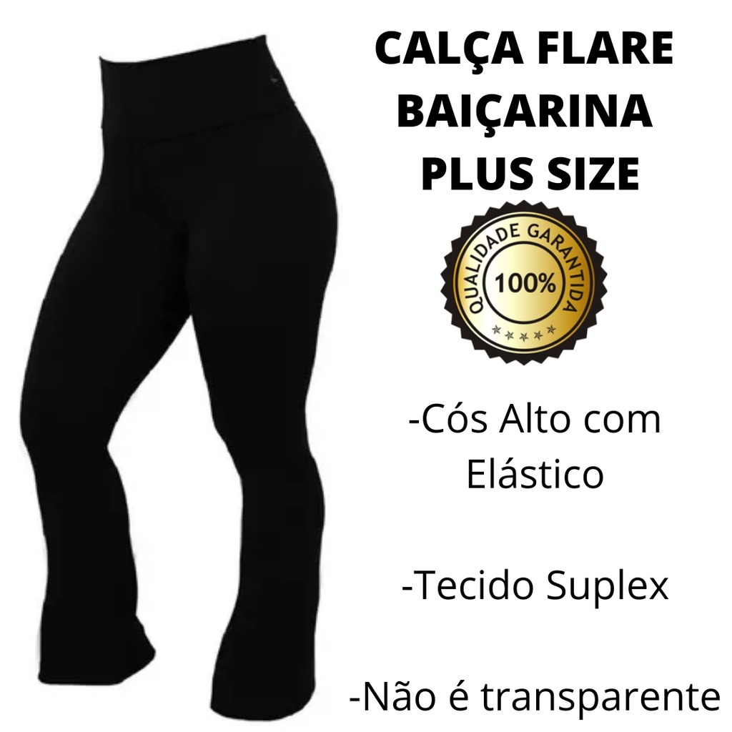 Kit 02 Calça Flare Bailarina Supelx Plus Size Cós Alto Tamanhos G1 G2 ...