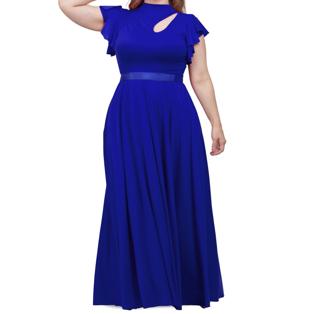 Vestido Longo De Festa Plus Size, Manga Curta Ps76 | Shopee Brasil