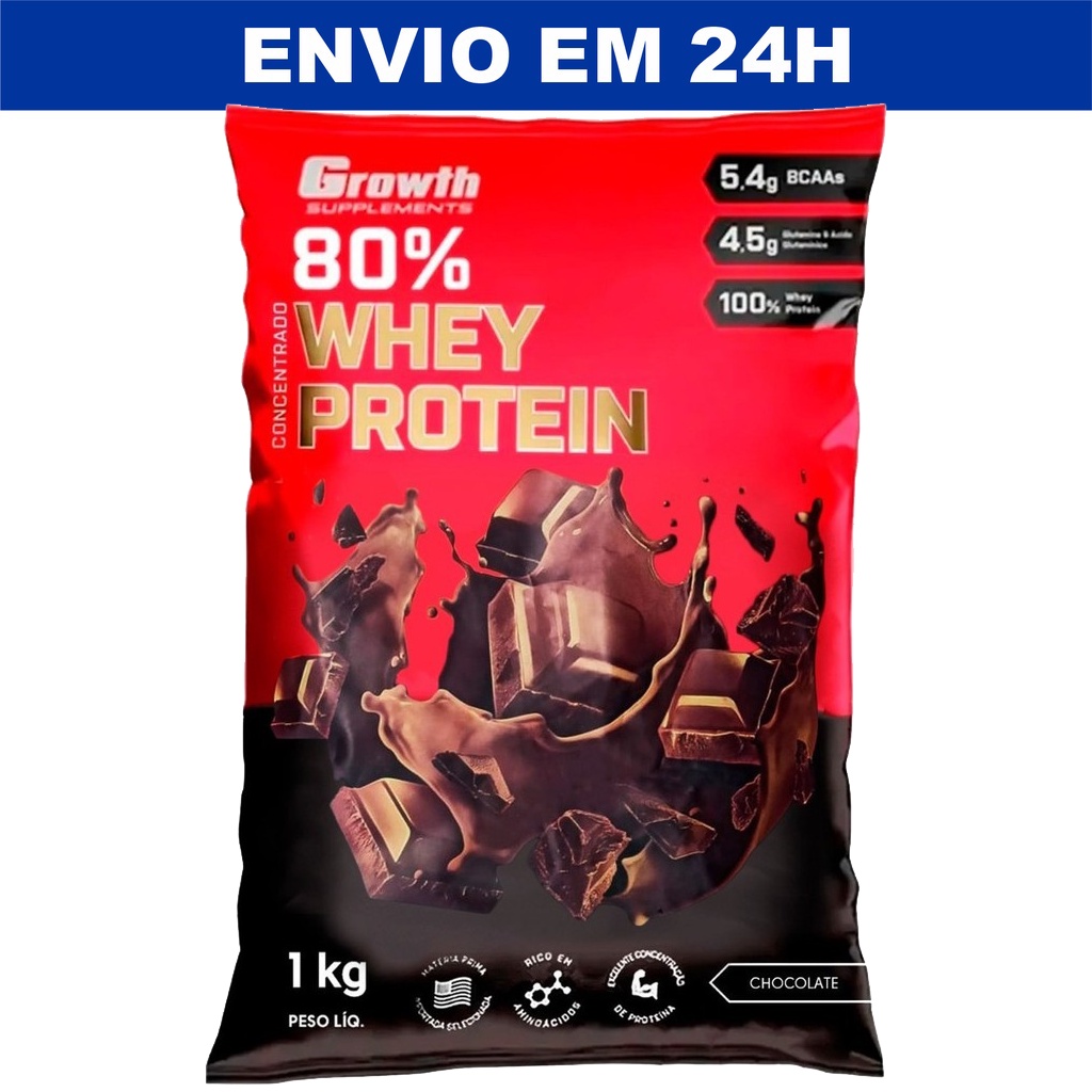 Whey Protein Caramelo 80% Proteína Concentrado 1Kg Growth Suplementos ...