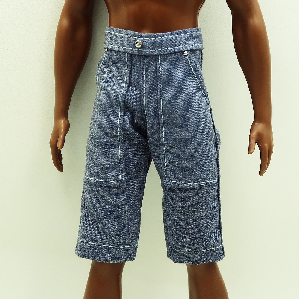 ROUPA BONECO KEN - Bermuda Jeans Azul com Bolsos | Shopee Brasil