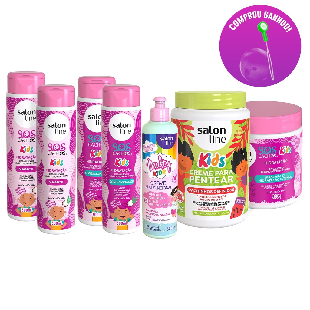 Kit SOS Cachos Kids + Multy + Creme de Pentear 1kg Salon Line ...