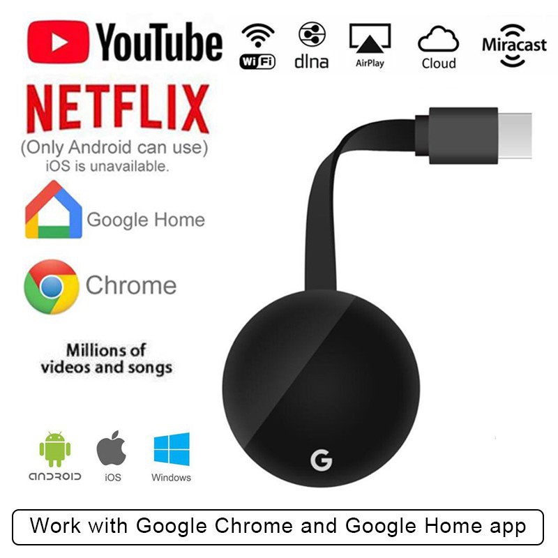 Original Chromecast G2 TV Streaming Sem Fio Miracast Airplay Google ...