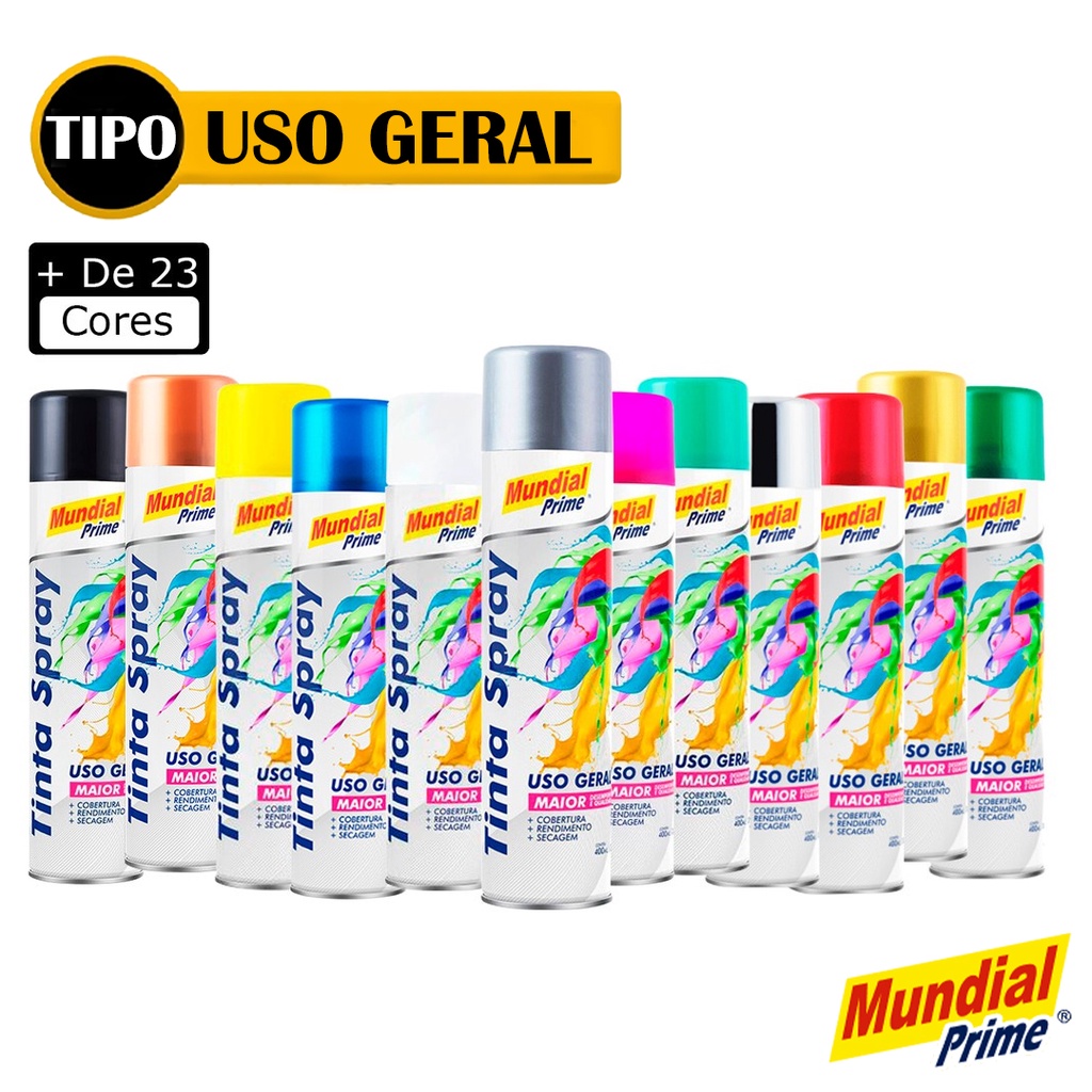 Tinta Spray Mundial Prime 400ml Diversas Cores e Tipos | Shopee Brasil