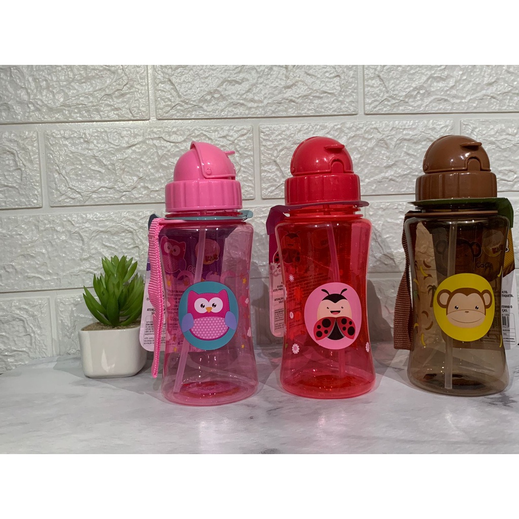 Garrafinha de Agua Suco infantil Com Canudo de Silicone Squeeze ...