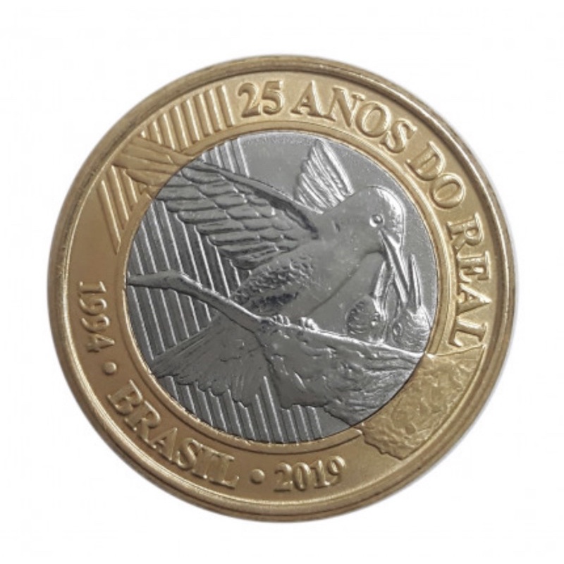 MOEDA 1 REAL 2019 BEIJA FLOR 25 ANOS PLANO REAL | Shopee Brasil