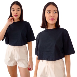 Cropped Feminino Largo Liso Oversized Preto Branco Nude | Shopee Brasil
