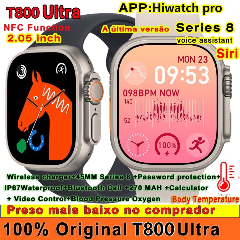 Original T800 Ultra-Smart Series 49MM 8 Assistente De Voz Bluetooth ...