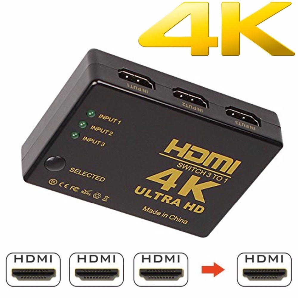 4K * 2K 3D Mini 3 Portas Compatível Com HDMI 1.4b 4K Interruptor ...