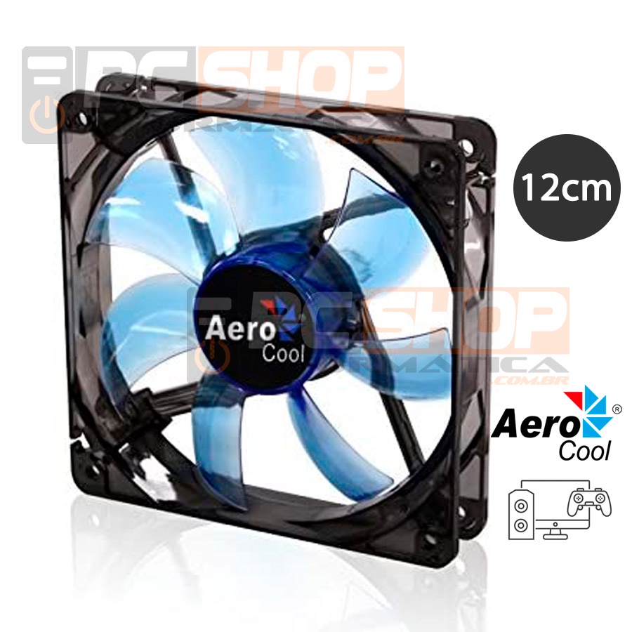 Cooler para Gabinete PC Gamer Fan Aerocool Lightning 120mm com Led Azul ...