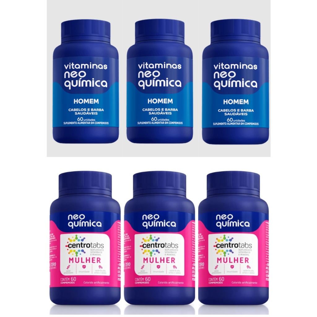 Kit 6 Casal Centrotabs Homem + Centrotabs Mulher 60 Comp Cada | Shopee ...