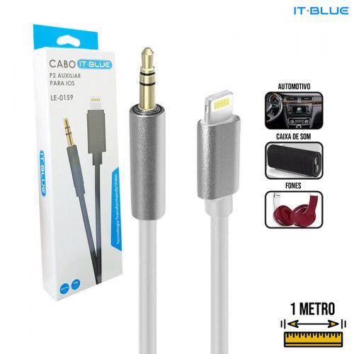 Cabo Adaptador P2 Macho x Lightning IOS 11/10.3 Auxiliar Automotivo Fone de Ouvido 1m | Shopee ...