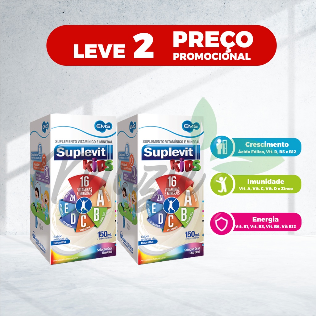 Kit 2 Suplevit Crianças Kids Suplemento 16 Minerais e Vitaminas ...
