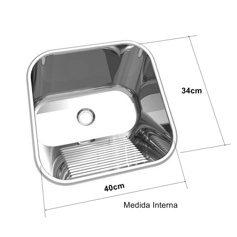 Cuba Tanque Inox Pequeno 40x35 tecnocuba + válvula e sifão | Shopee Brasil