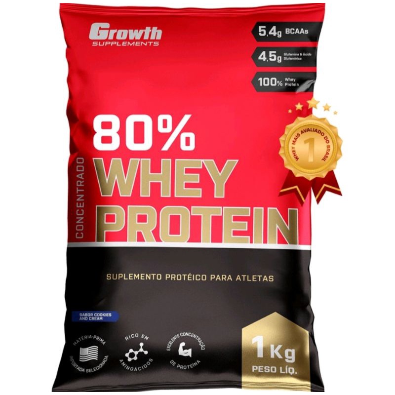 Whey Growth 1 kg Basic/Concentrado 80% Suplemento whey Protein | Shopee ...