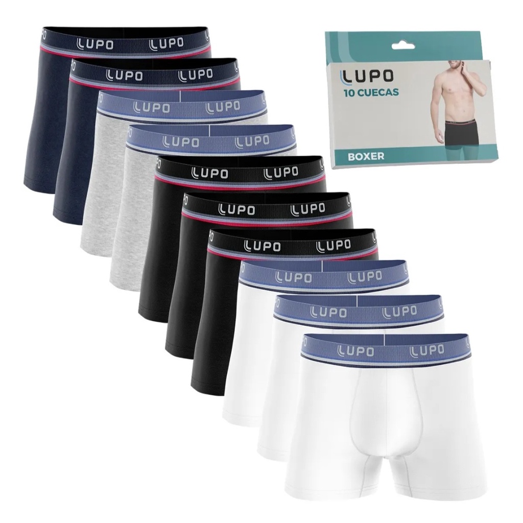 Kit 10 Cueca Box Masculino Lupo Original Promoção Cuecas Boxer Lupo ...