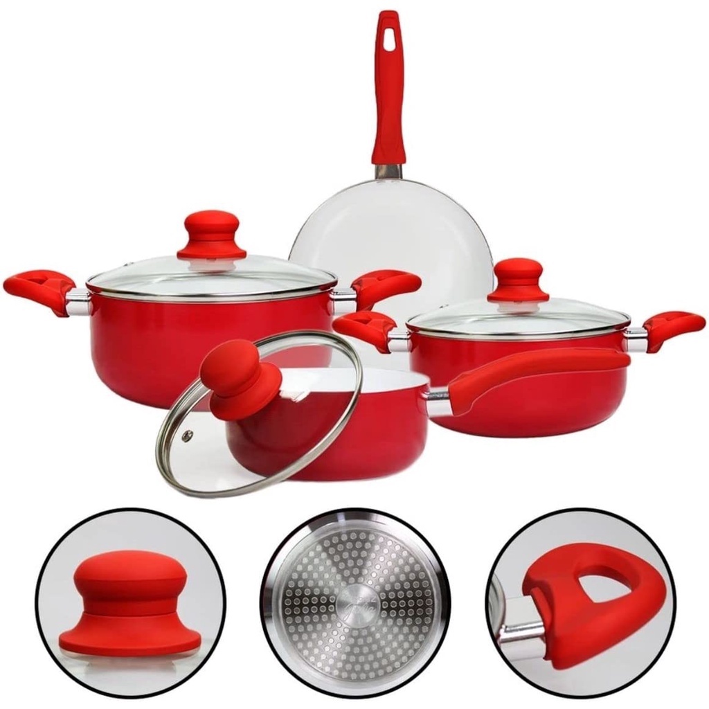 JOGO DE PANELAS DE ALUMINIO C/REVESTIMENTO CERAMICO | Shopee Brasil