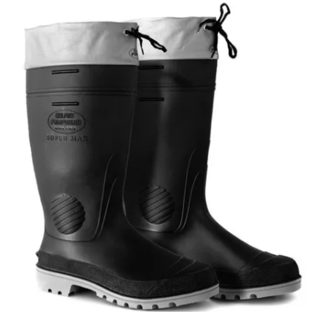 BOTA PVC INDUSTRIAL PRETA COM AMARRA CINZA | Shopee Brasil